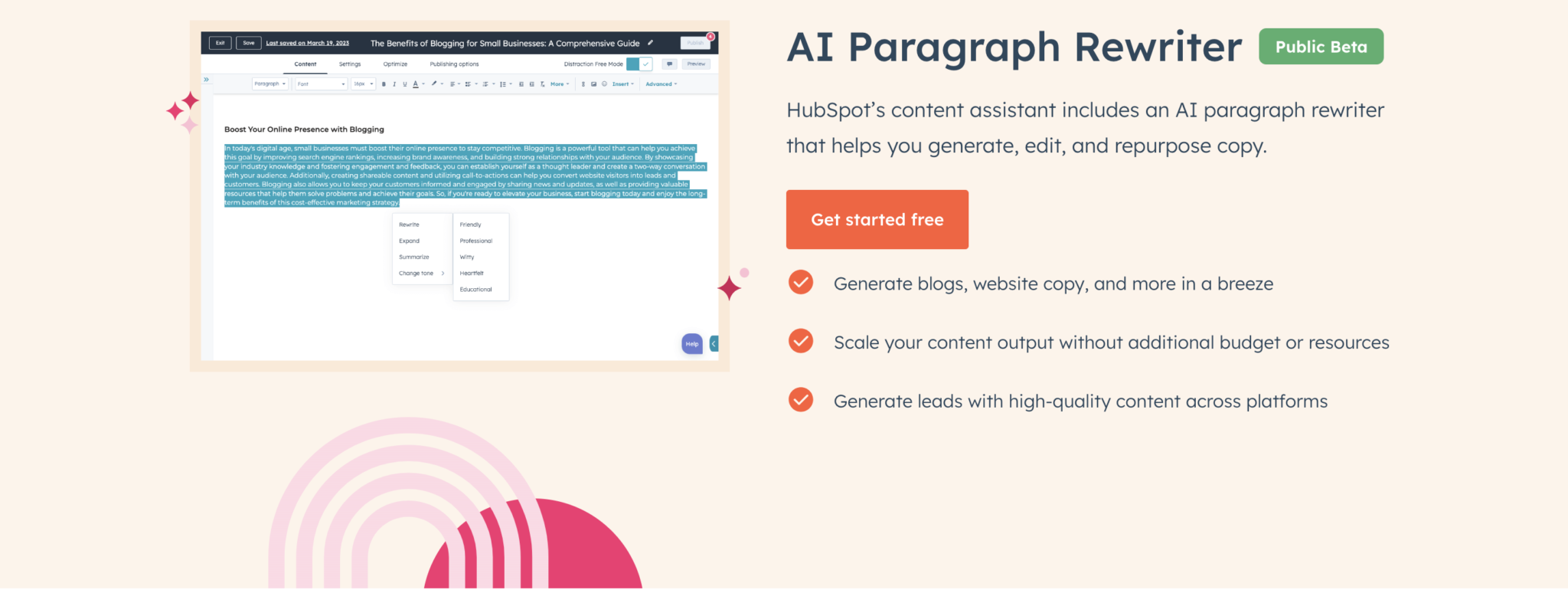HubSpot's Paragraph Rewriter – Textify Analytics